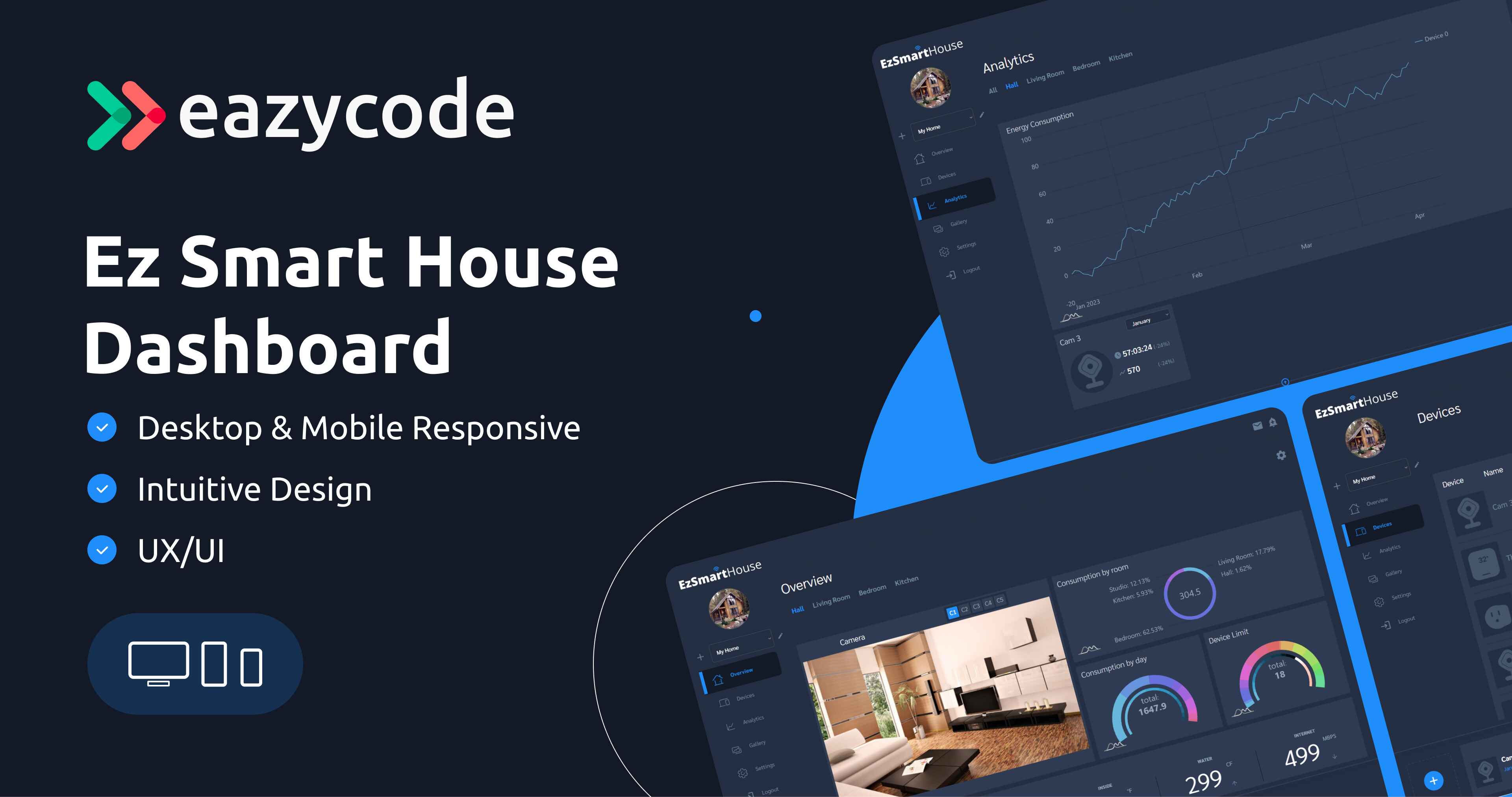 Ez Smart House Dashboard template - NoCode Bubble.io Template by EazyCode - NoCode Agency